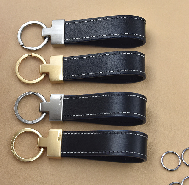 GIPYON汽车钥匙扣 真皮钥匙链头层牛皮树膏植鞣革钥匙皮绳挂饰-阿里巴巴