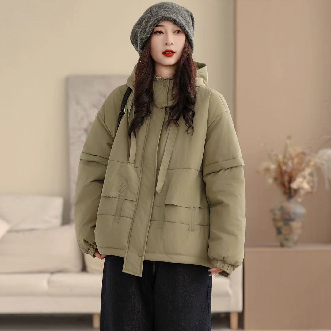 立领连帽棉衣2025冬季新款加厚休闲棉服女长袖保暖加棉外套61082-阿里巴巴