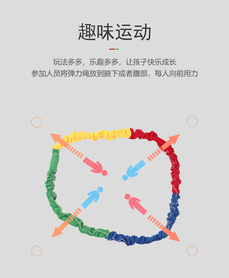 团建拓展活动年会游戏道具东南西北跑拉力绳幼儿园亲子东西南北跑-阿里巴巴