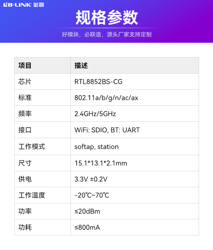BL-M8852BS1无线模块RTL8852bs双频5G图传wifi6模块BT蓝牙机顶盒-阿里巴巴
