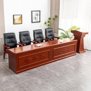 会议室主席台培训桌椅演讲发言台中式长方型会议桌实木条形桌组合-阿里巴巴
