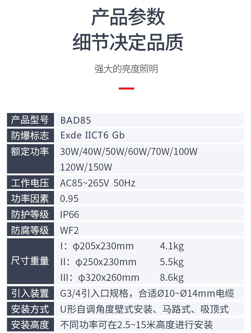 BAD85免维护LED防爆灯化工加油站防爆射灯仓库厂房防爆照明路灯-阿里巴巴