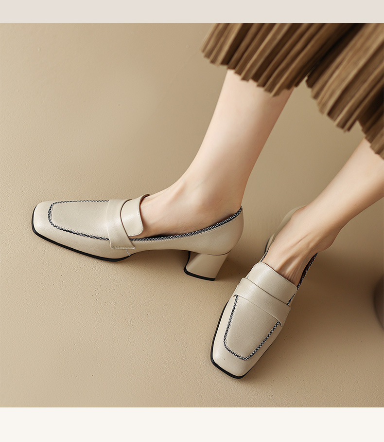 CHIKO Zoey Square Toe Block Heels Loafers Shoes