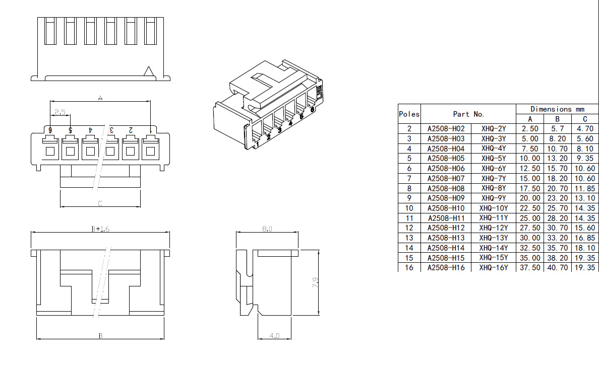 A2508-H02 XHS-2Y XHQ-3P XHB-4A胶壳V0阻燃线对板连接器-阿里巴巴
