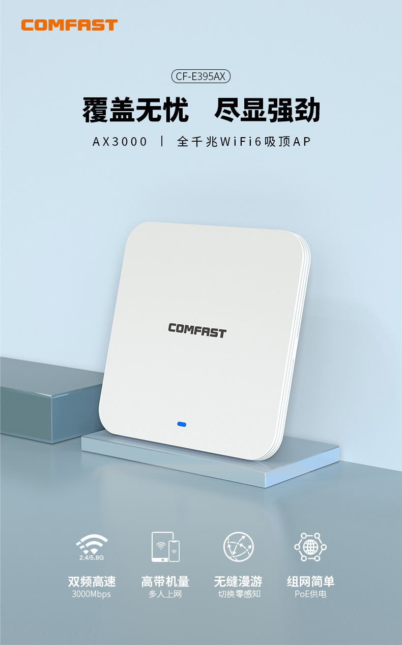 COMFAST CF-E395AX 3000M千兆WiFi6吸顶AP全屋覆盖无线穿墙5G双频-阿里巴巴