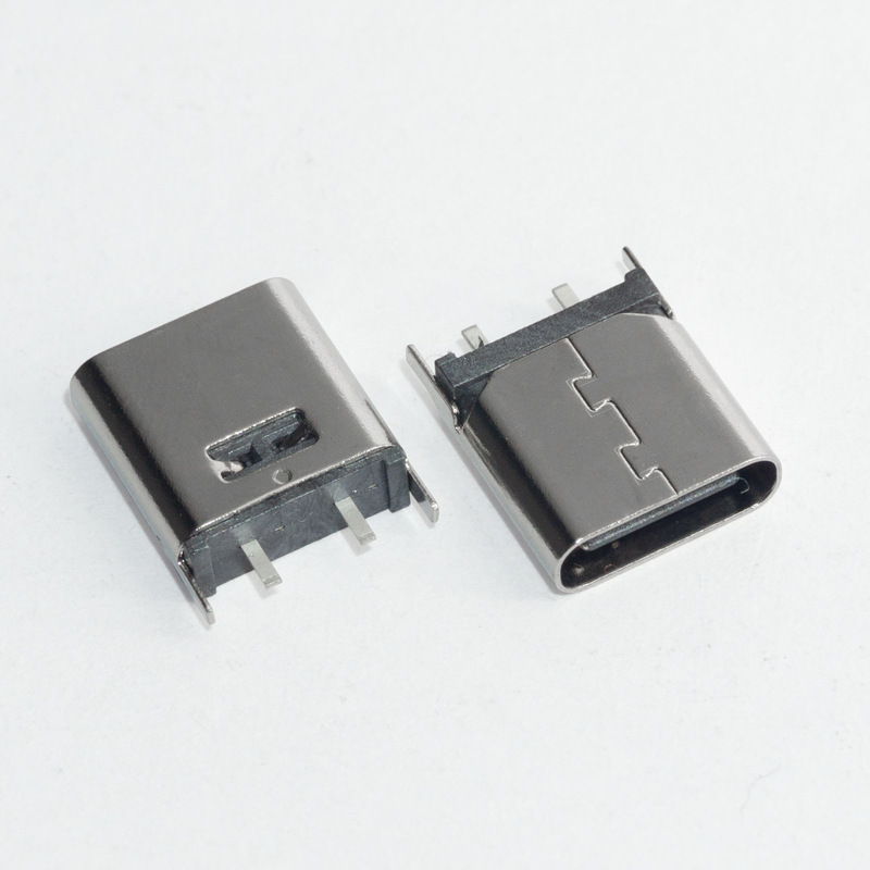 TYPE-C2P直插简易母座type-c母座 typec立式2P母座180度直插-阿里巴巴
