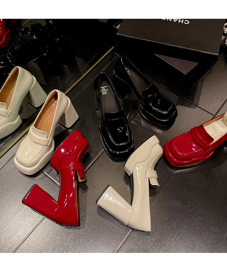 zijin家~年会穿搭~9CM红色玛丽珍单鞋2026四季款方头粗高跟鞋单鞋-阿里巴巴