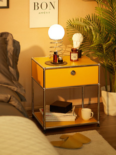 复古usm柜床头柜不锈钢餐边柜卧室床边柜收纳柜储物柜简约装饰柜-阿里巴巴