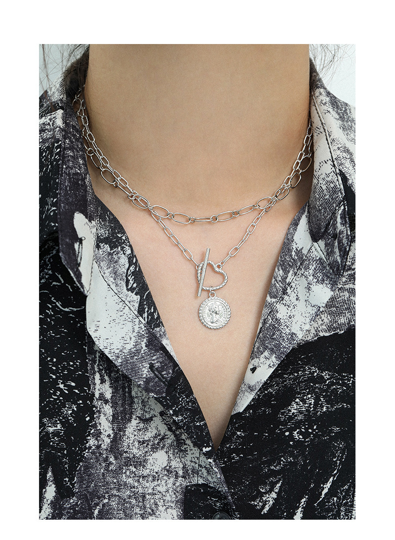 317韩版ins东大门复古伊丽莎白人像金币圆牌OT扣S925纯银项链女-阿里巴巴