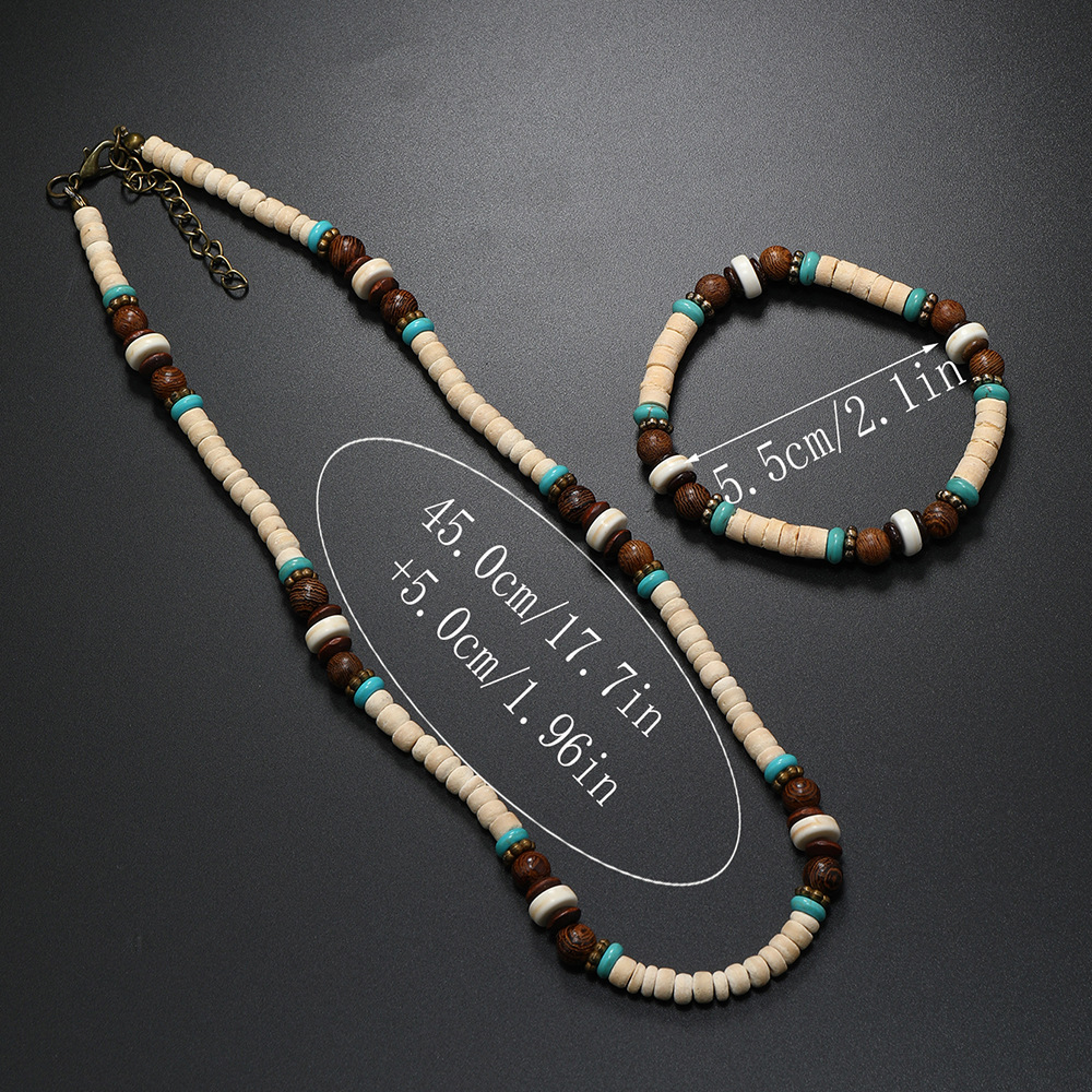 Bohemian Style Coconut Shell Wooden Beads Necklace Men's Fashion ...