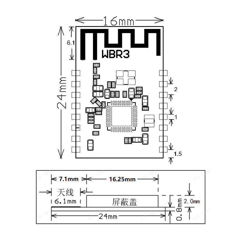 涂鸦WBR3 Bluetooth模组低功耗嵌入式 Wi-Fi 蓝牙模块无线处理器-阿里巴巴