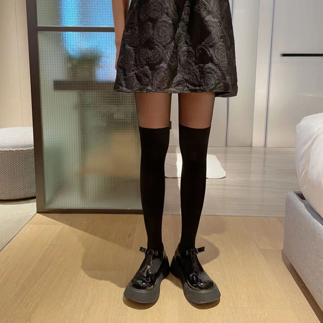 Supply New Stitching Stockings Black Silk White Silk Fake Suspender ...