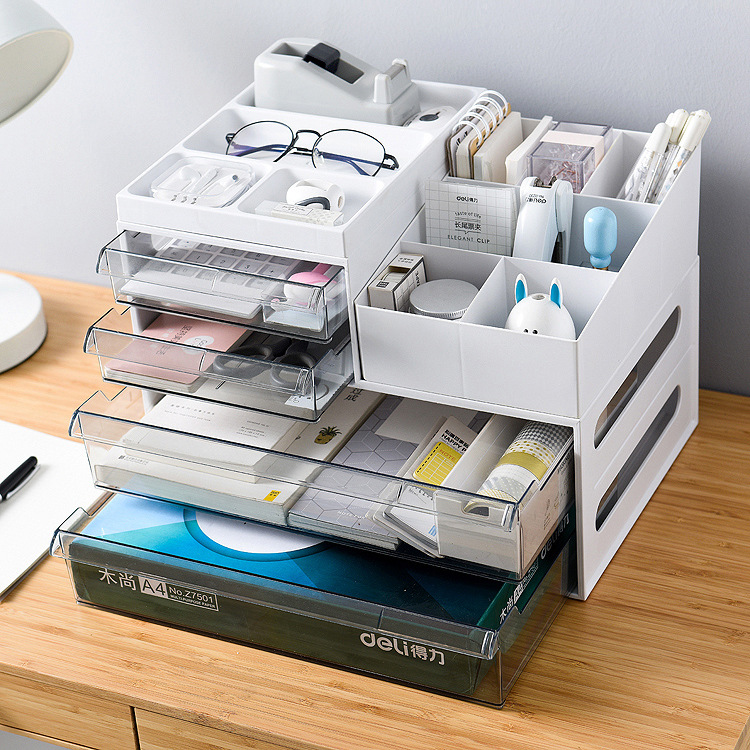 Office Desktop Storage Box Plastic Drawer Storage Cabinet Office Shelf ...