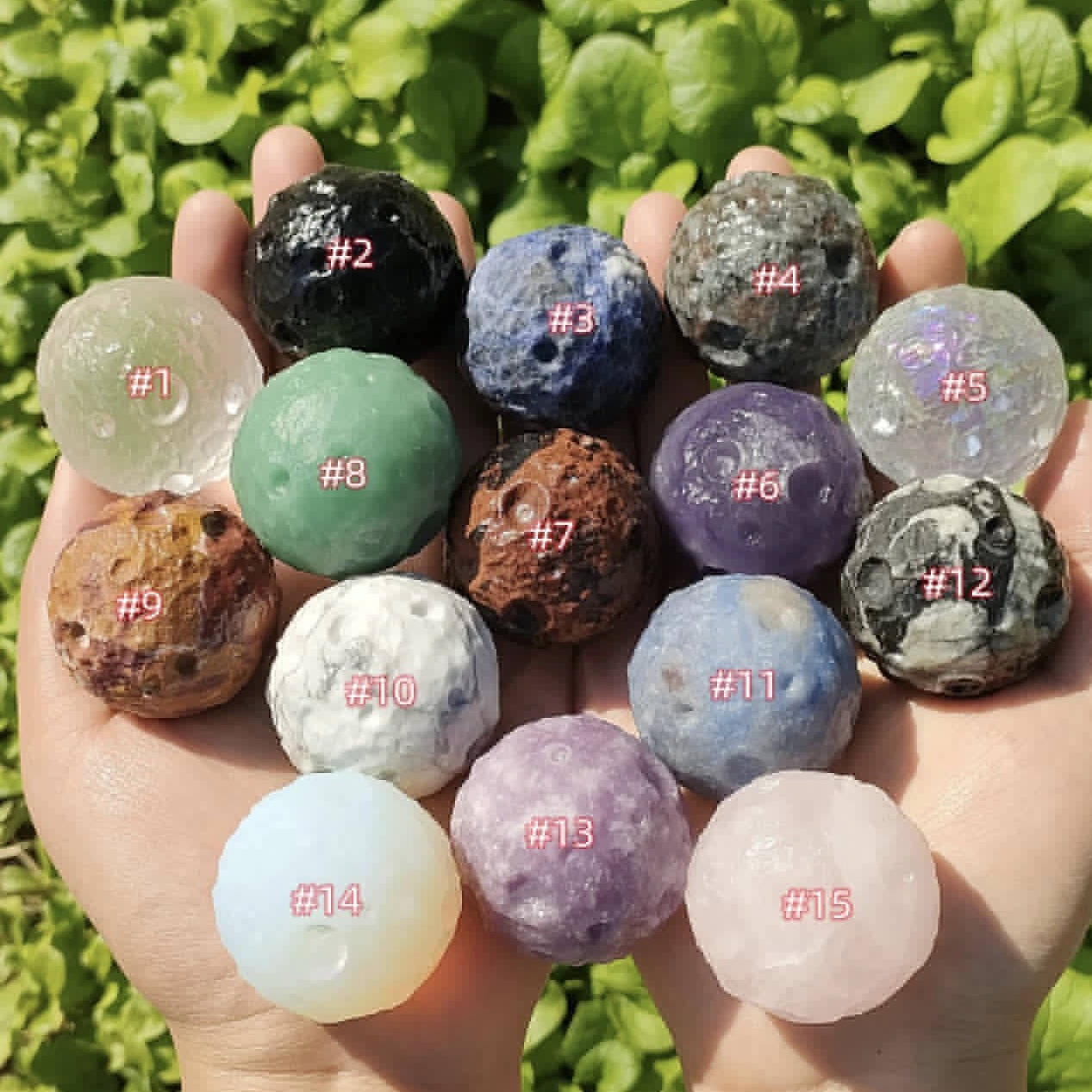 crystal moon spheres 3cm Semi-Precious Stone Natural Stone moon Pink ...
