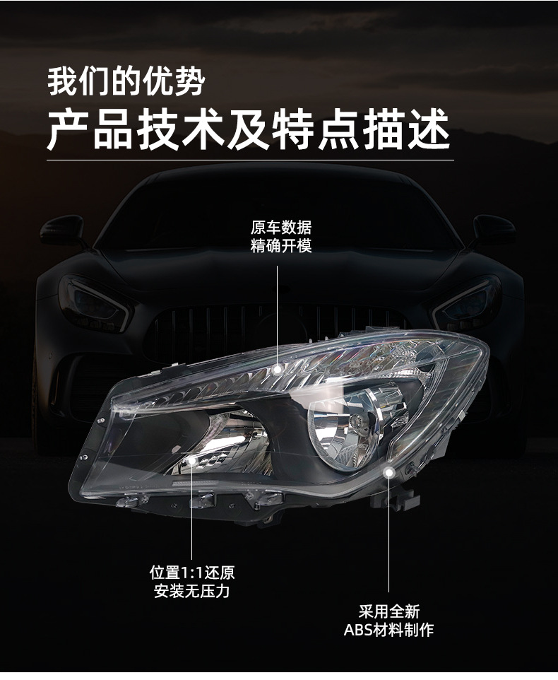 适用于奔驰CLA级W117前大灯照明灯车头灯1178200361/1178200461-阿里巴巴