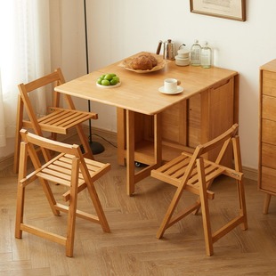实木折叠餐桌家用小户型移动饭桌可折叠餐桌椅原木风伸缩餐桌-阿里巴巴