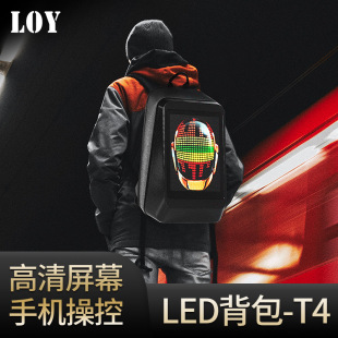 LOY黑金刚LED高清机车骑行背包宣传LED智能显示屏双肩背包书包移-阿里巴巴