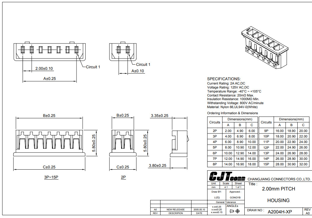 CJT现货A2004H-XP胶壳线对板连接器_消费电子用长江连接器-阿里巴巴