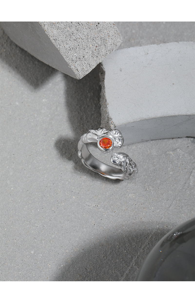 022韩版ins小众设计不规则面微镶锆石纹理质感S925纯银开口戒指女-阿里巴巴