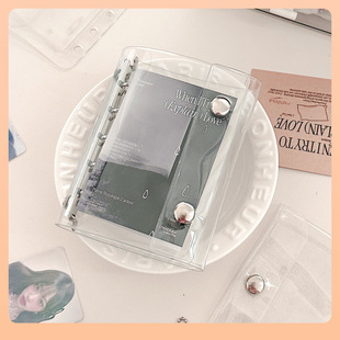 PVC透明m5三折活页手帐本ins便携学生日记笔记本子外壳收纳袋卡-阿里巴巴