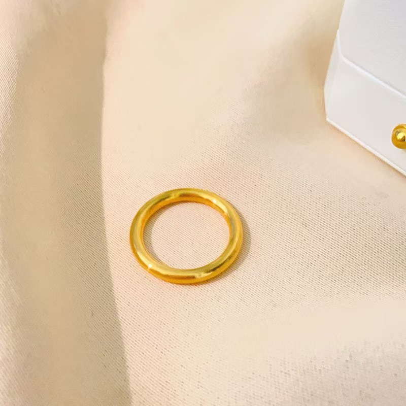 日韩圆线素圈光面食指尾戒18k磨砂金钛钢戒指女个性ins网红素圈-阿里巴巴