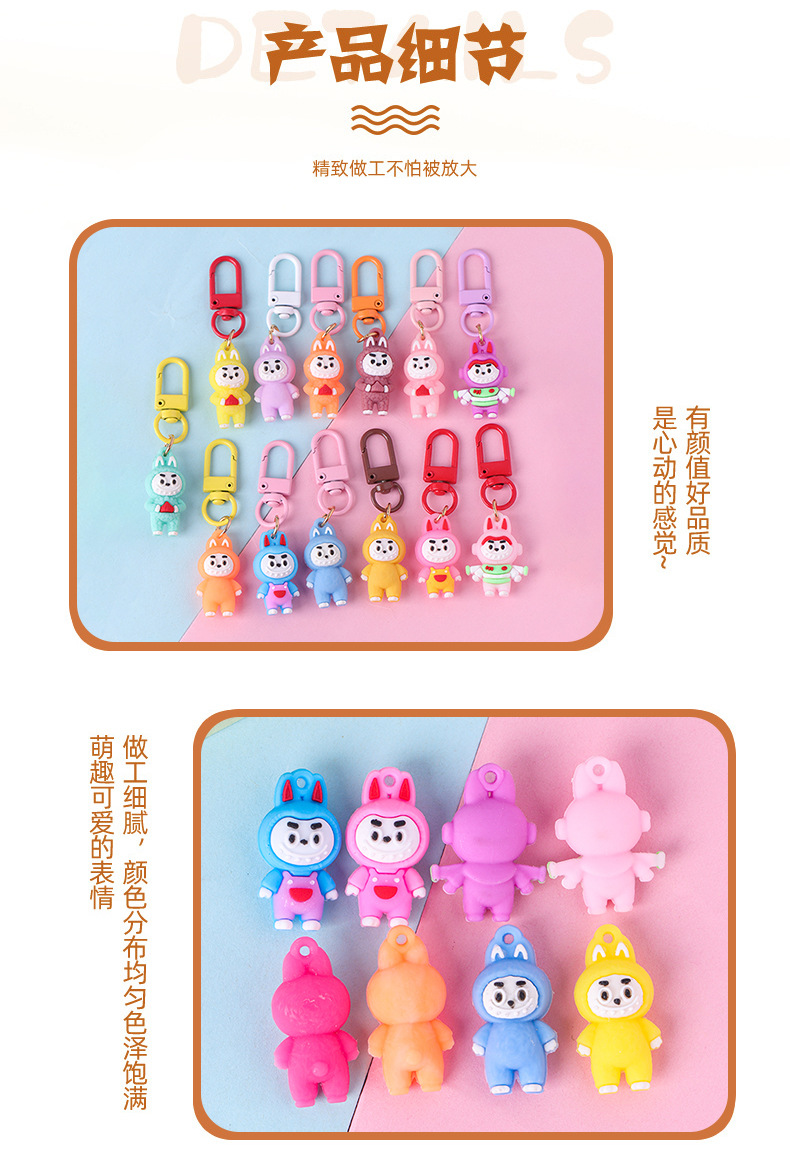 卡通Labubu拉布布钥匙扣吊坠可爱小绵羊公仔盲盒玩具挂件钥匙链-阿里巴巴