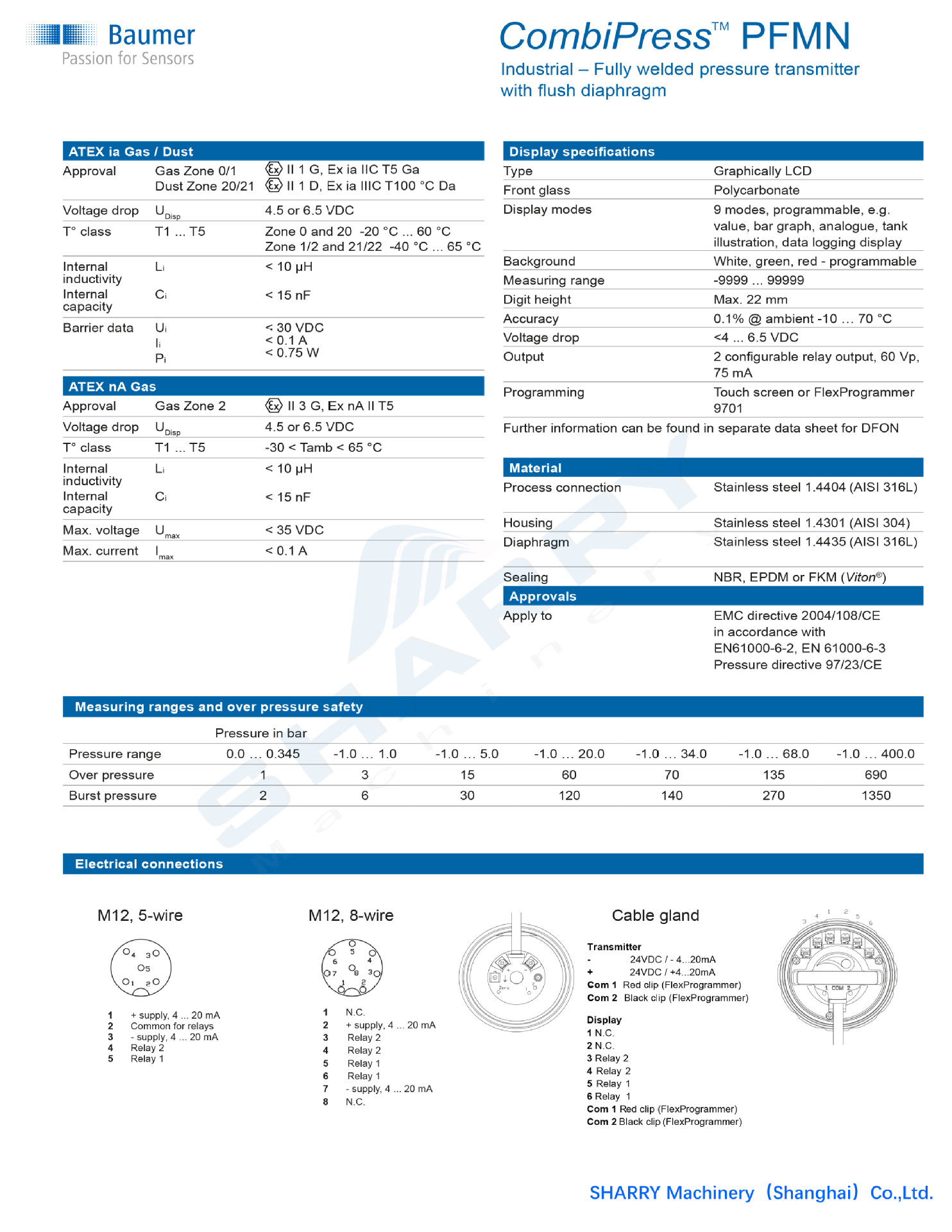 堡盟Baumer PFMN电子压力变送器高精度压力传感器-阿里巴巴
