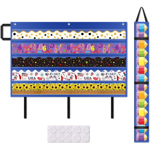 亚马逊新品TEMU同款Pocket Charts 5层PET教学卡片图表袋白板挂袋-阿里巴巴