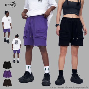 RFSD男装|2024春夏重磅基础款工装短裤街头宽松潮牌五分裤大口袋-阿里巴巴