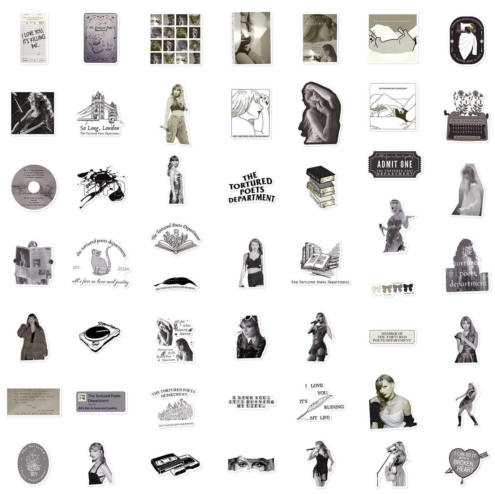 100张新款泰勒斯威夫特贴纸滑板电脑吉他贴画 Taylor Swift TTPD-阿里巴巴