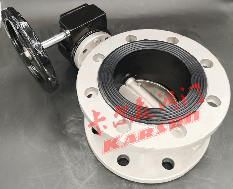 卡尔森厂D341XP-16P手动涡轮304白钢酸碱4寸DN150 不锈钢法兰蝶阀-阿里巴巴