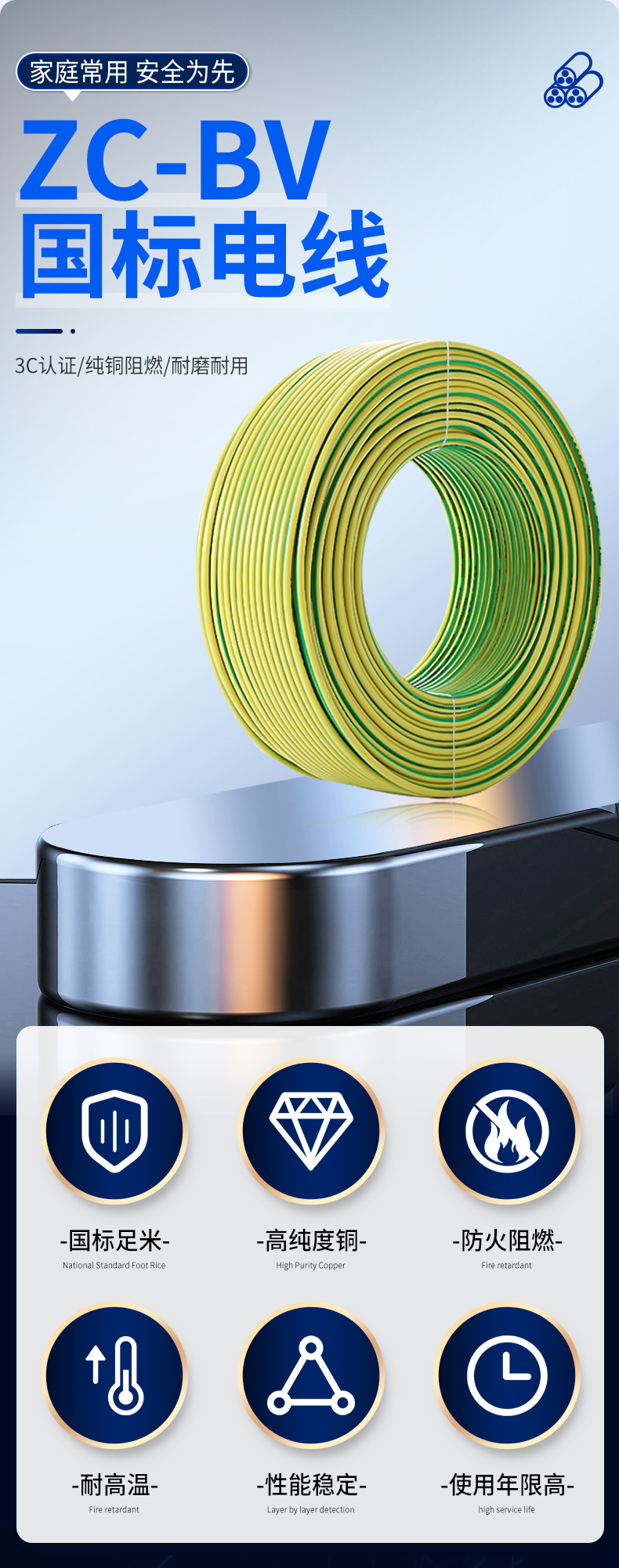 BV阻燃电线电缆生产厂家家装家用绝缘国标无氧铜电线10平方电缆线-阿里巴巴