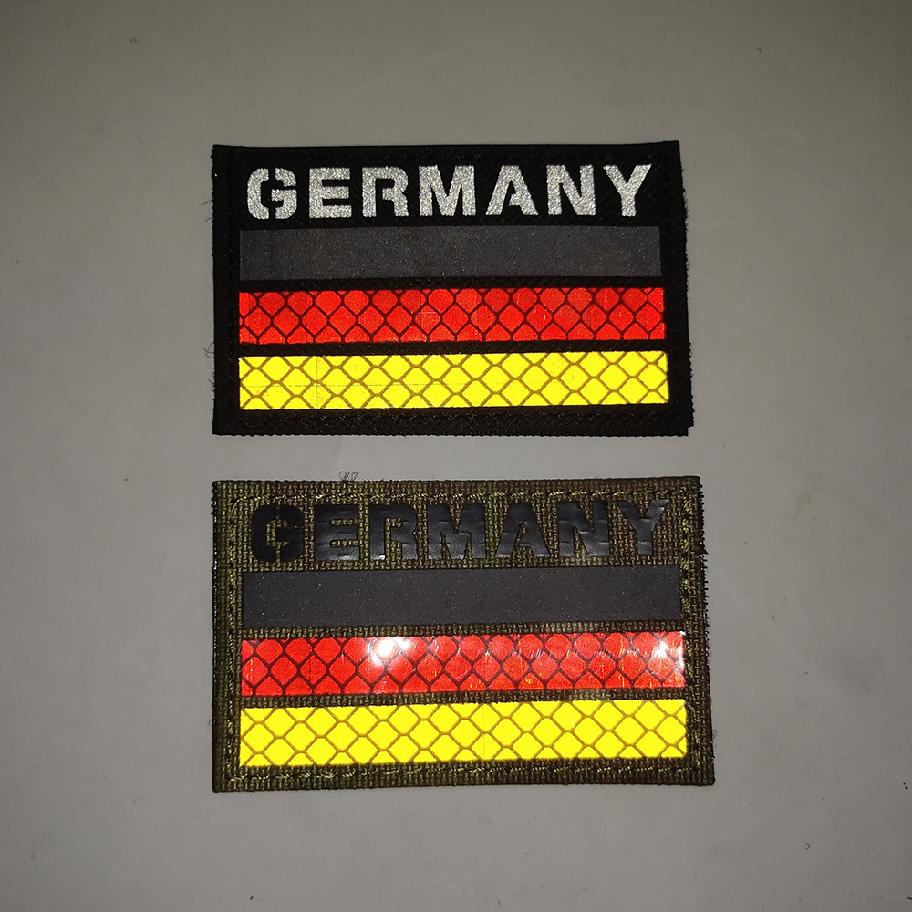 IR Germany Flag DEU patch 9*5魔术贴臂章反光徽章户外包配章-阿里巴巴