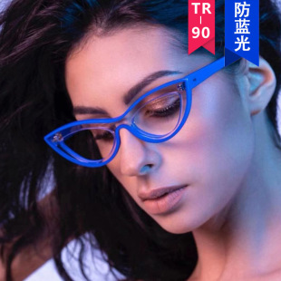 三角猫眼平光镜TR90防蓝光2023新款潮流眼镜框ins时尚简约眼镜架-阿里巴巴