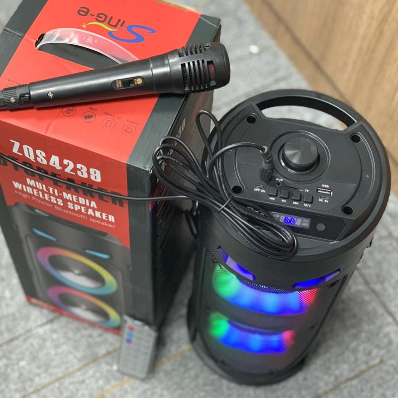 新款ZQS4239双4寸广场舞蓝牙音响移动便携式炫彩双喇叭炮筒大功率-阿里巴巴