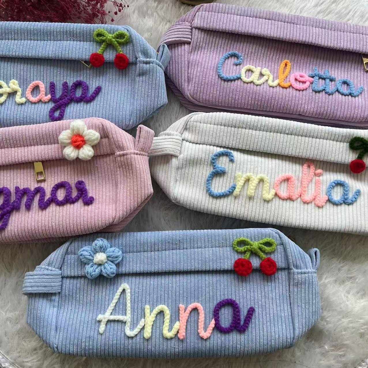 手工绣花 etsy个性化名字化妆包 零钱包毛线跨境专供 DIY-阿里巴巴