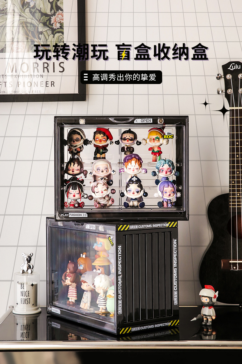 盲盒收纳手办发光展示盒POPMART泡泡玛特集装箱盲盒娃娃PS展示架-阿里巴巴