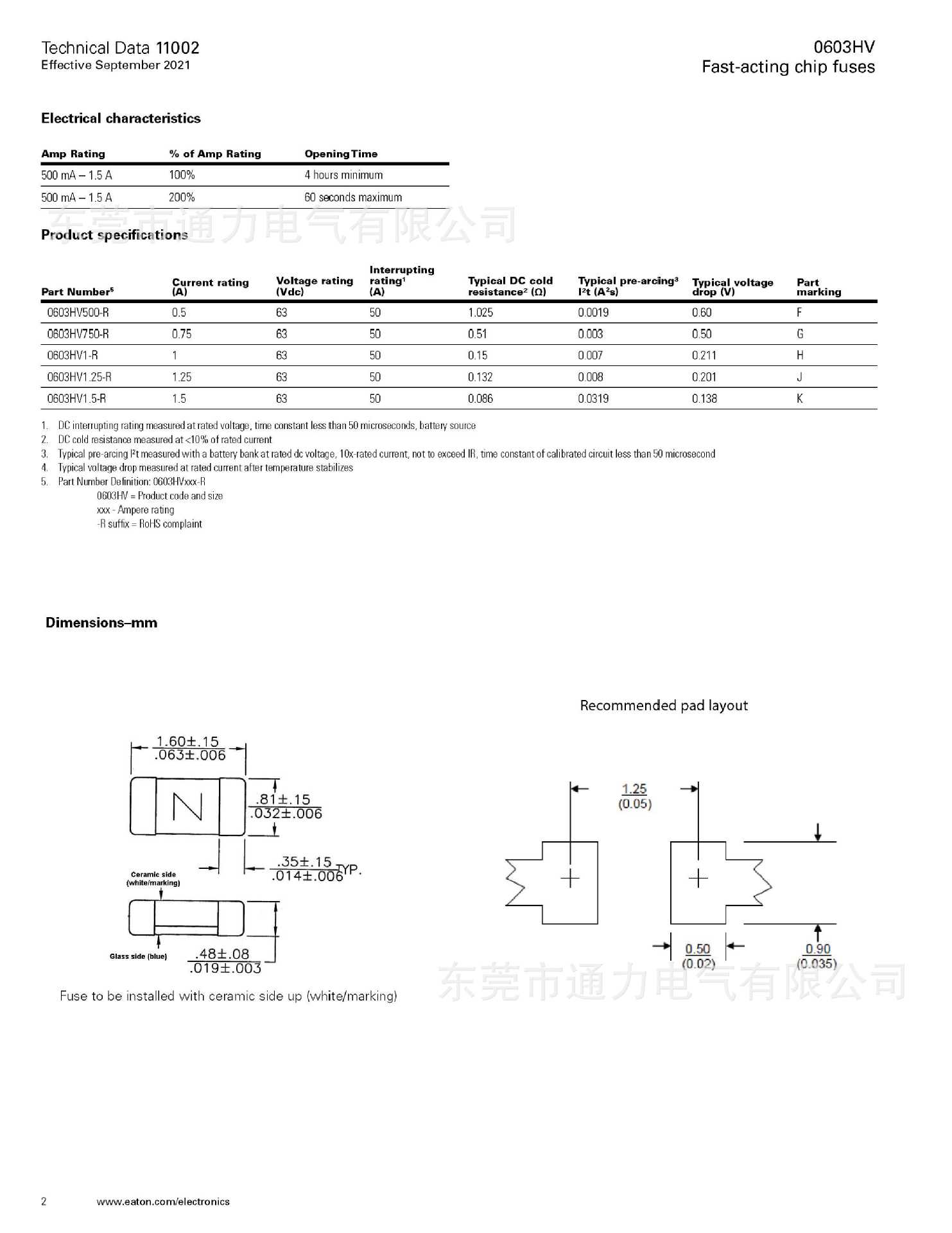 销售Eaton bussmann 0603贴片SMD陶瓷保险丝0603FA4-R-阿里巴巴