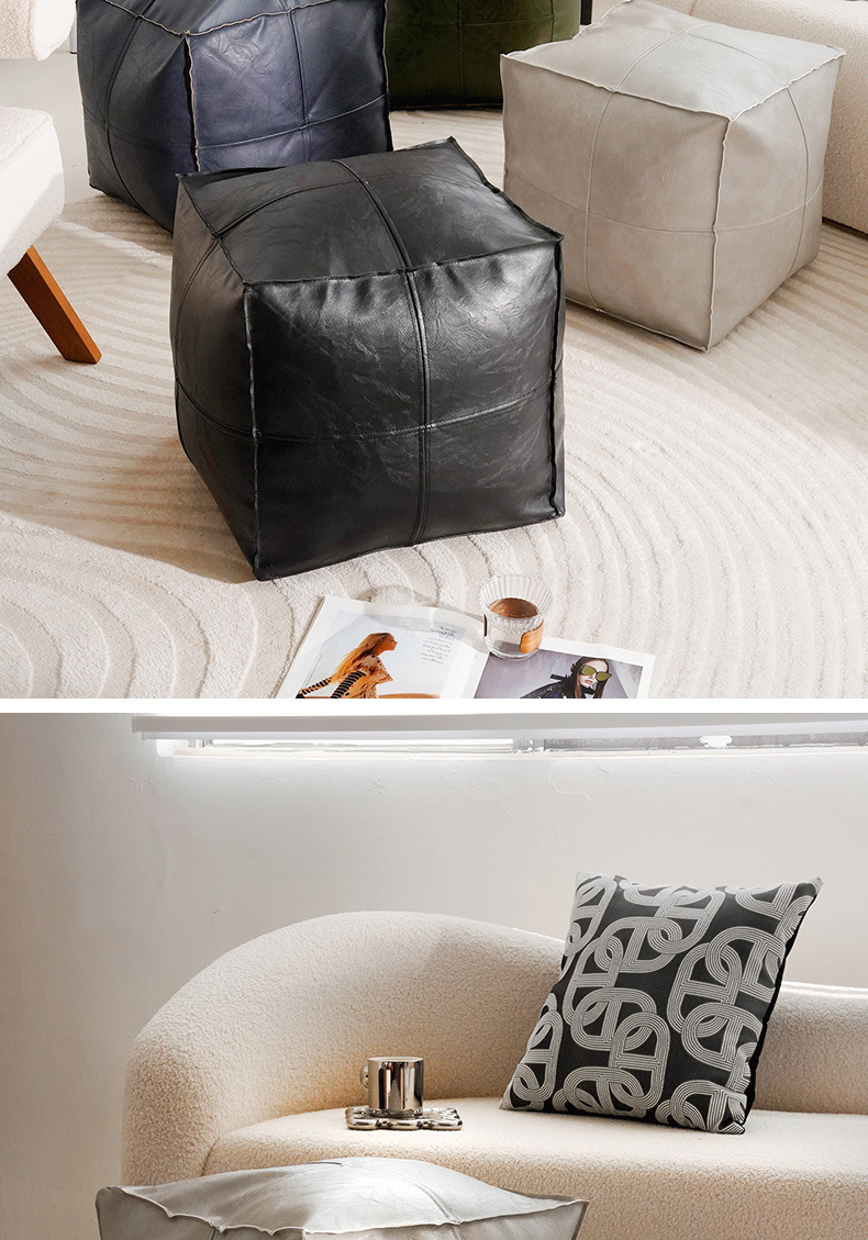 ll懒人地板坐墩闲置旧衣服收纳沙发矮凳客厅飘窗搁脚凳皮质蒲团坐-阿里巴巴