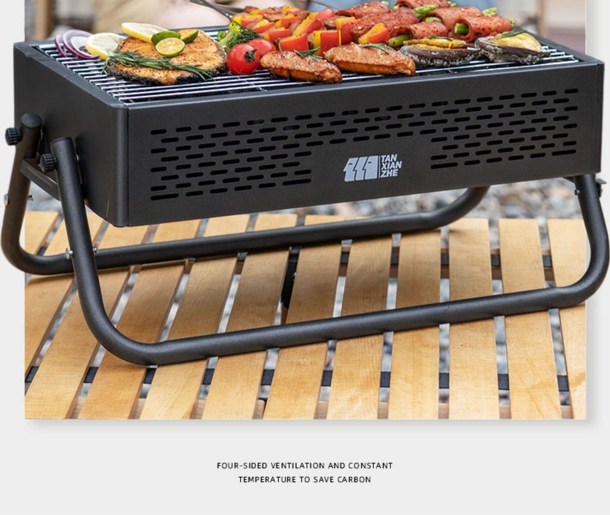 户外烧烤炉子烧烤架可拆卸多功能烤肉折叠架子家用围炉煮茶碳烤炉-阿里巴巴