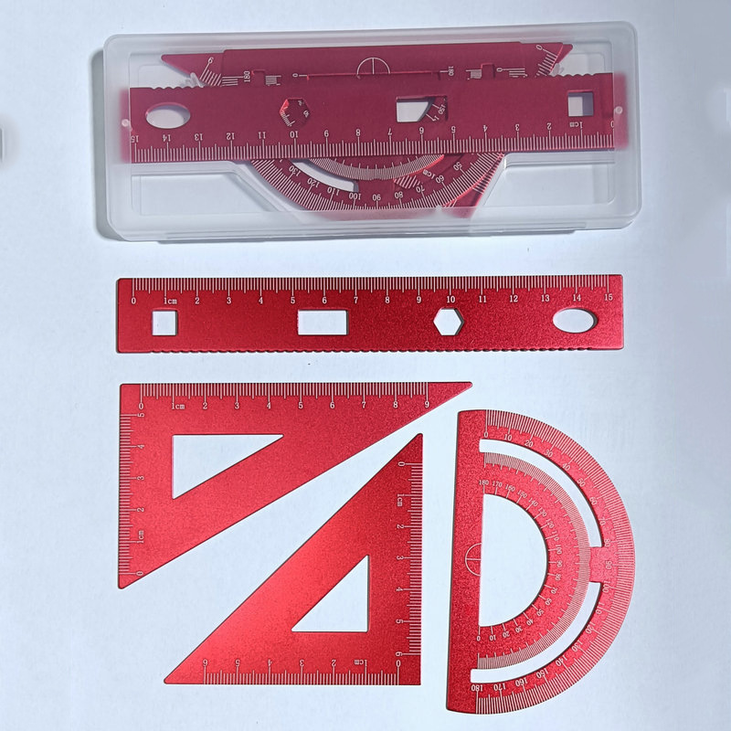 金属套尺刻名字铝合金尺子四件套全小学生礼品学生学习用品尺子-阿里巴巴