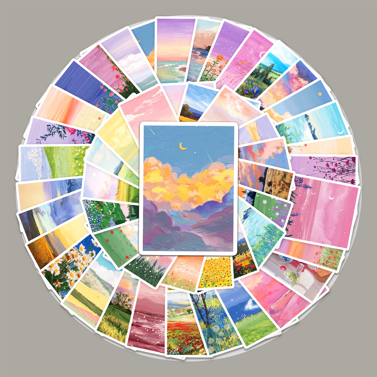 50枚風景油絵落書きシール漫画ins風韓国シールdiyスケートボードスーツケースシール防水 | オリジナル&ハンドメイド | 7sGood通販