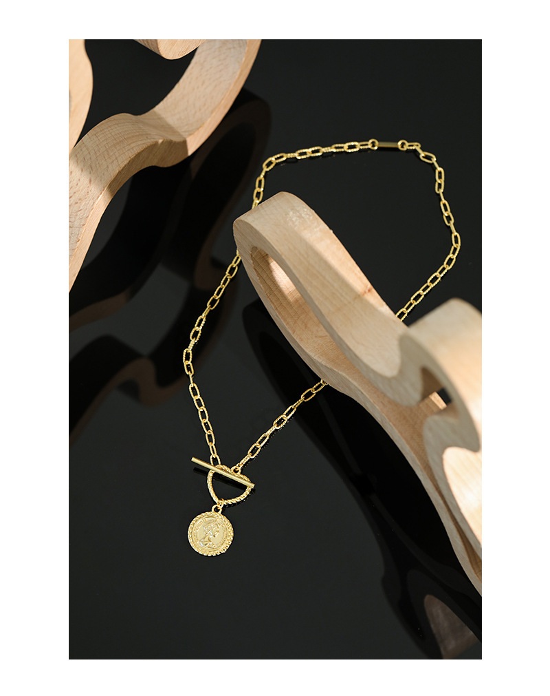 317韩版ins东大门复古伊丽莎白人像金币圆牌OT扣S925纯银项链女-阿里巴巴