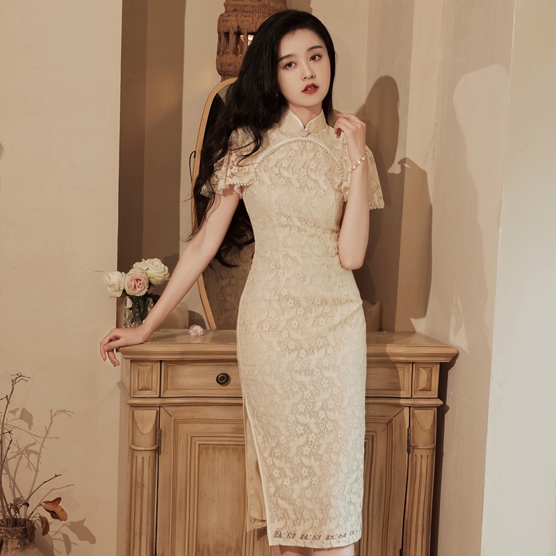 Lace Chinese dress oriental qipao for women retro cheongsam dress ...