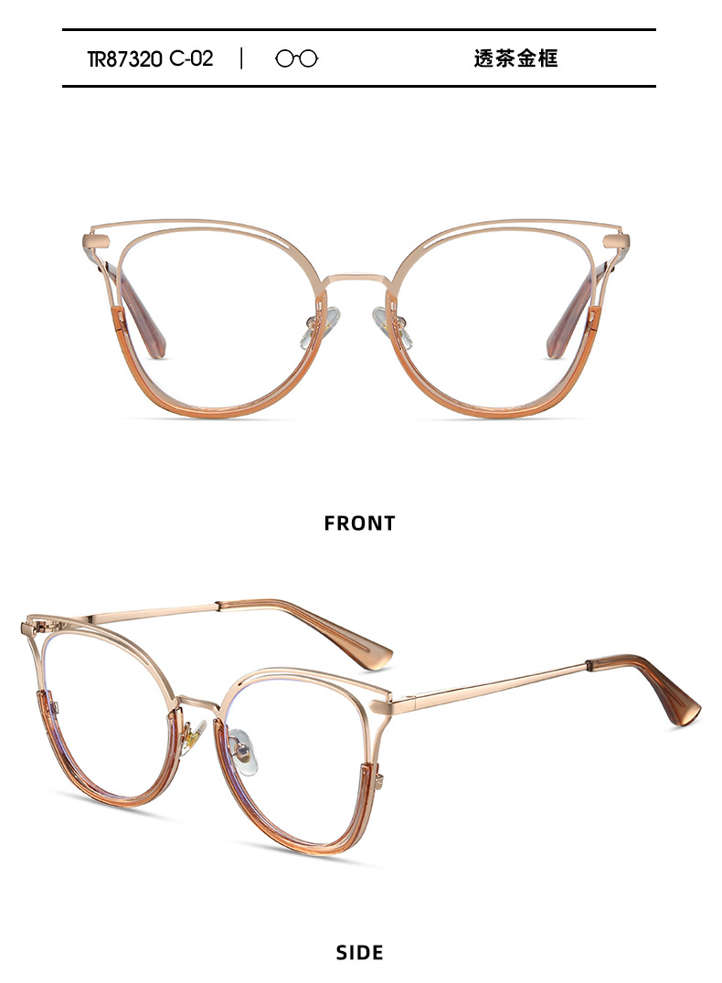 87320 TR90+金属眼镜框防蓝光眼镜框ins潮流眼镜框跨境热销眼镜框-阿里巴巴