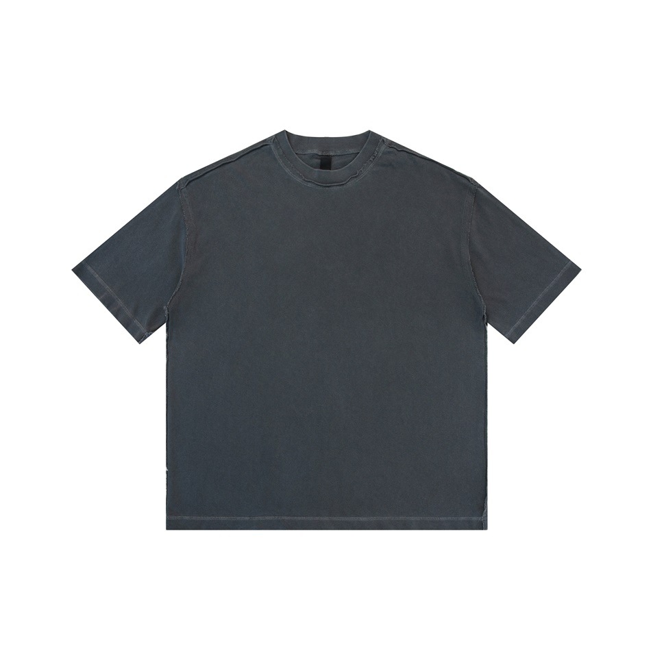 IGIO美式重磅水洗毛边夏季T恤宽松320g纯棉成衣水洗男短袖PL1118-阿里巴巴