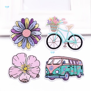 4pcs Vibrant Embroidered Car Scenery Patches Iron On风景贴片-阿里巴巴