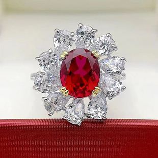 Hui's wing jewelry 2023 New 925 sterling silver red treasure 8*10mm ...