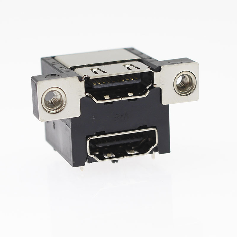 工厂直供带翅膀双层高清HDMI母头带双耳朵HDMI母座板端双层HDMI-阿里巴巴