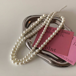 s925纯银ins博主fever同款珍珠项链女法式复古高级感仿珍珠锁骨链-阿里巴巴